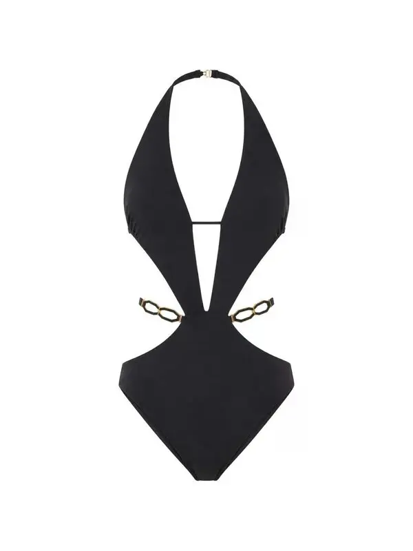 GOTTEX Halterneck Cut-out Swimsuit With Chain Detail - Black