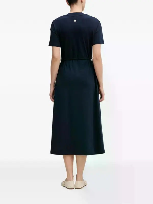 JOOP! Drawstring Midi Dress With V-neck And Short Sleeves