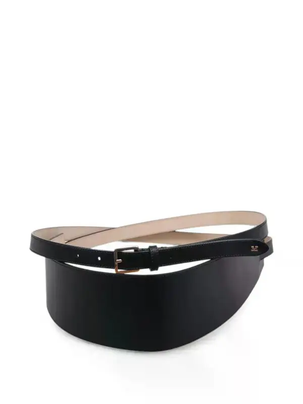 Max Mara Logo-plaque Leather Belt - Black