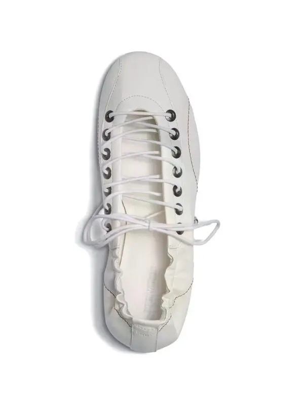 Bernardo Lace-up Ballet Flats - White