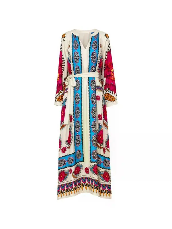 NEMA Freya Paisley-print Belted Midi Dress