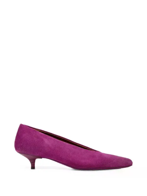 Marsèll Suede Pointed-toe Kitten Heel Pumps - Purple