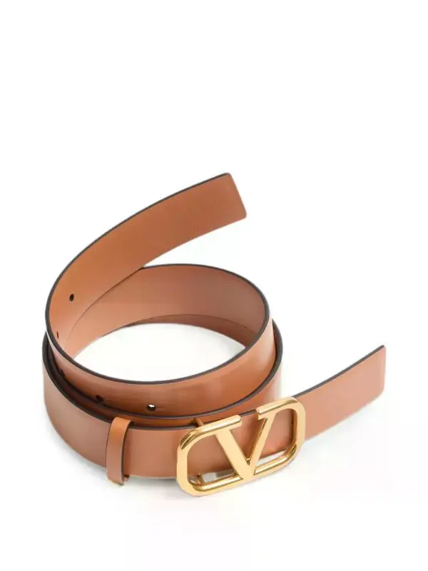 Valentino Garavani Vlogo Signature Belt In Glossy Calfskin - Brown