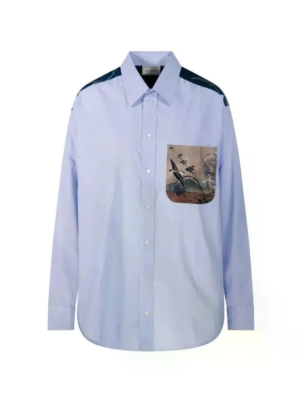 PIERRE-LOUIS MASCIA Alorhi Graphic-print Panelled Shirt - Blue