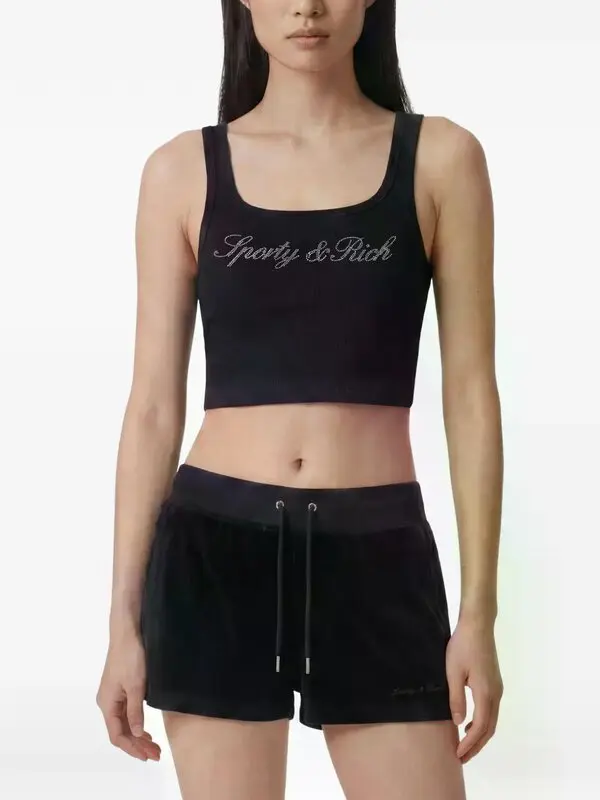 Sporty & Rich Embellished Cropped Tank Top