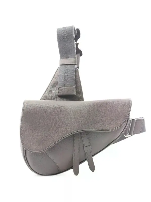 Dior Saddle Leather Shoulder Bag - Grey