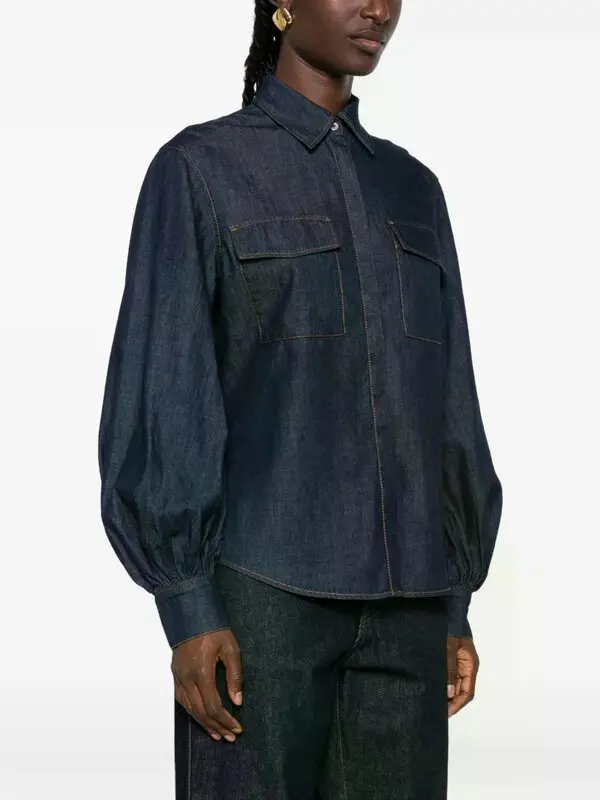 7 For All Mankind Indigo Denim Balloon Sleeve Shirt