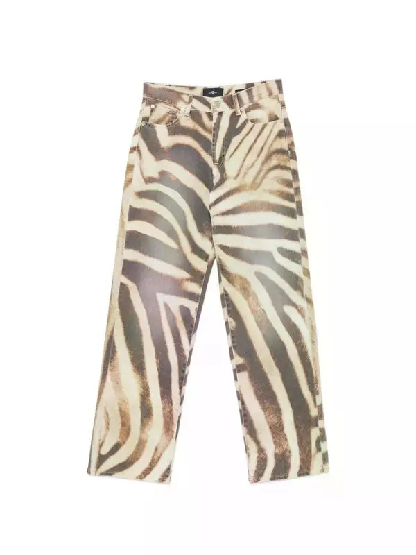 7 For All Mankind Zebra-print Stovepipe Jeans - Neutrals