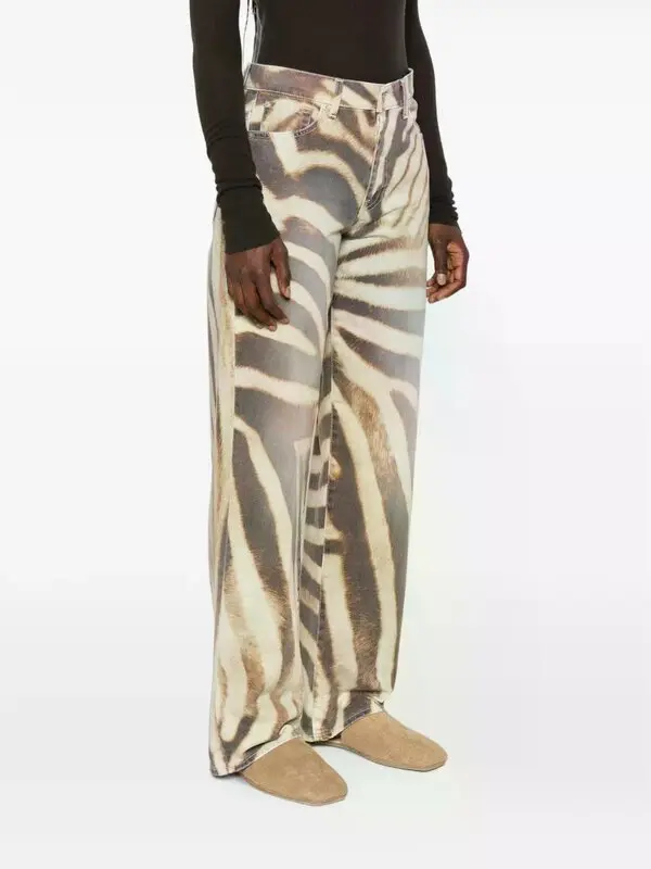 7 For All Mankind Stovepipe Zebra-print Straight-leg Jeans