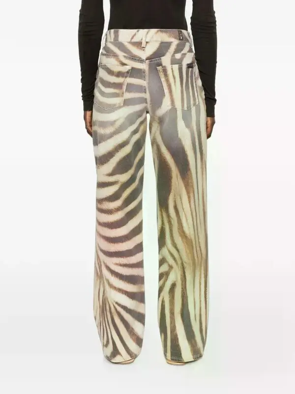 7 For All Mankind Stovepipe Zebra-print Straight-leg Jeans