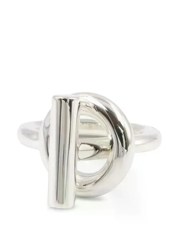 Hermès Sterling Engraved Logo Ring - Silver