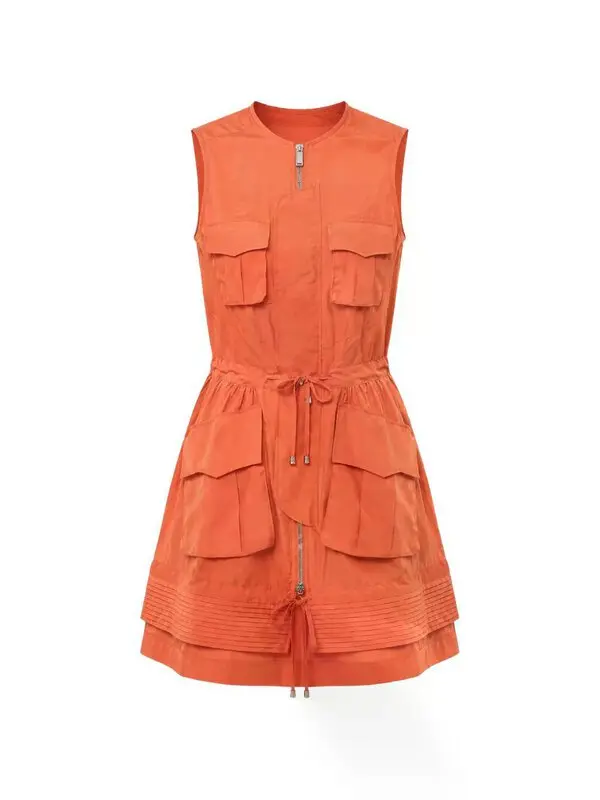 Dsquared2 Sleeveless Mini Dress With Drawstring Waist And Pleats