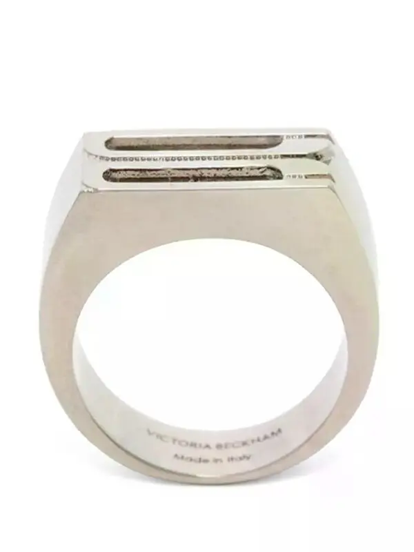 Victoria Beckham Tone Polished Finish Signet Ring - Silver