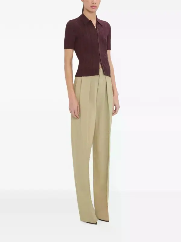 Victoria Beckham Ribbed Zip-up Short-sleeve Cardigan