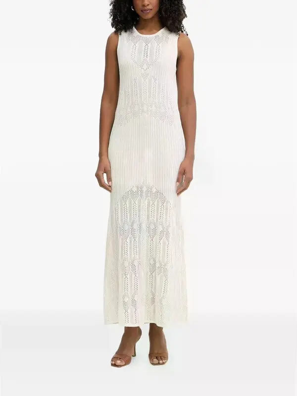 Liu Jo Pointelle-knit Ribbed Maxi Dress - Neutrals