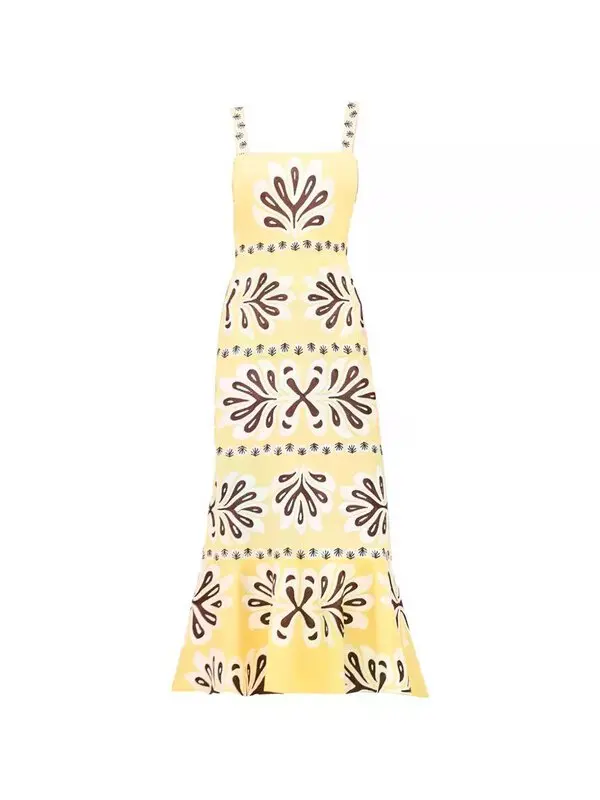 Alexis Sirena Graphic-print Midi Dress - Yellow