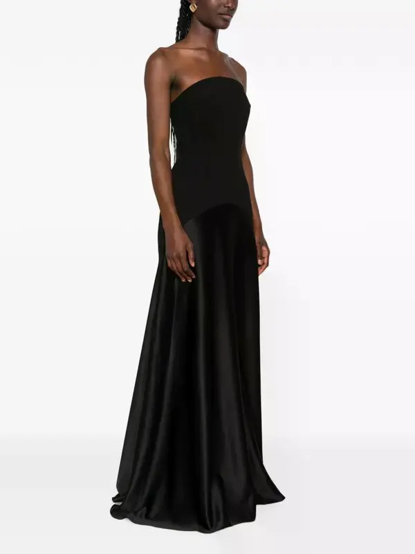 Solace London Strapless Maxi Dress With Flared Skirt - Black