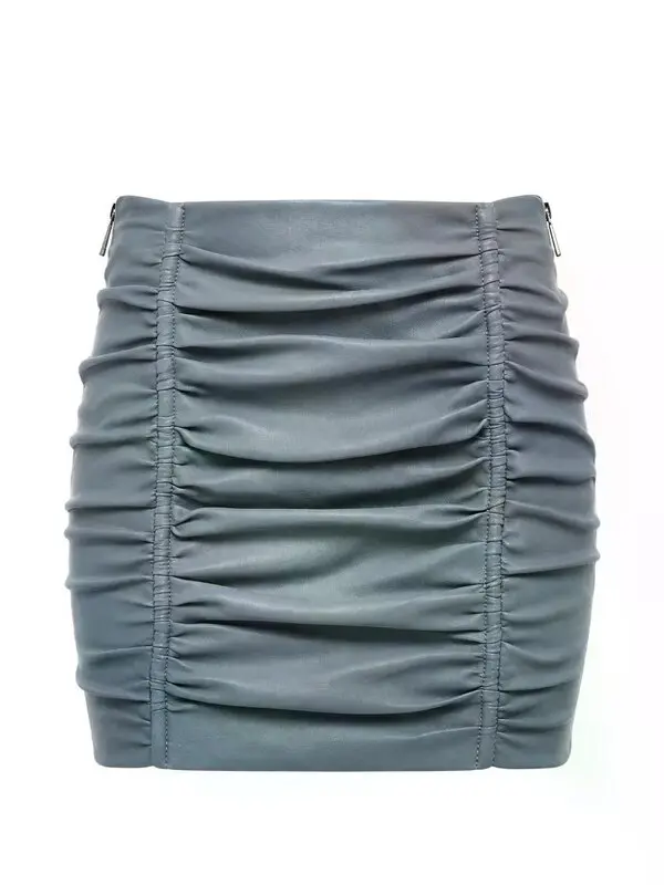 Dsquared2 Ruched Leather Mini Skirt - Blue