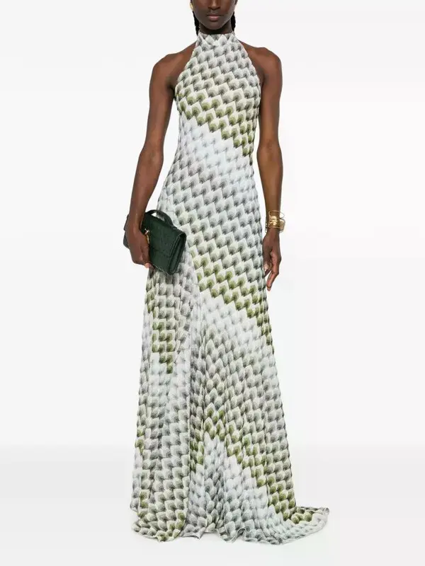 Missoni Zigzag Pattern Halterneck Maxi Dress
