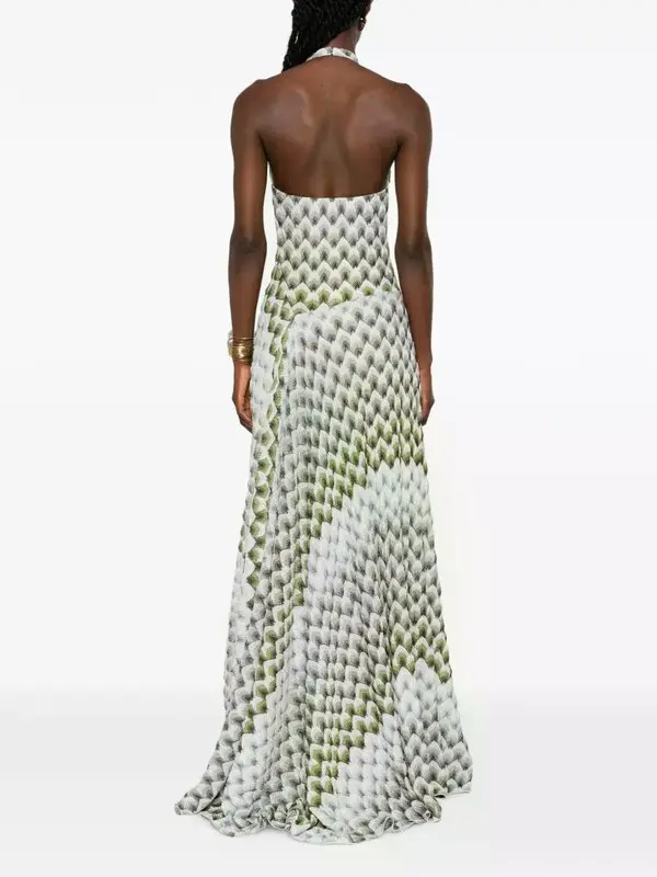 Missoni Zigzag Pattern Halterneck Maxi Dress