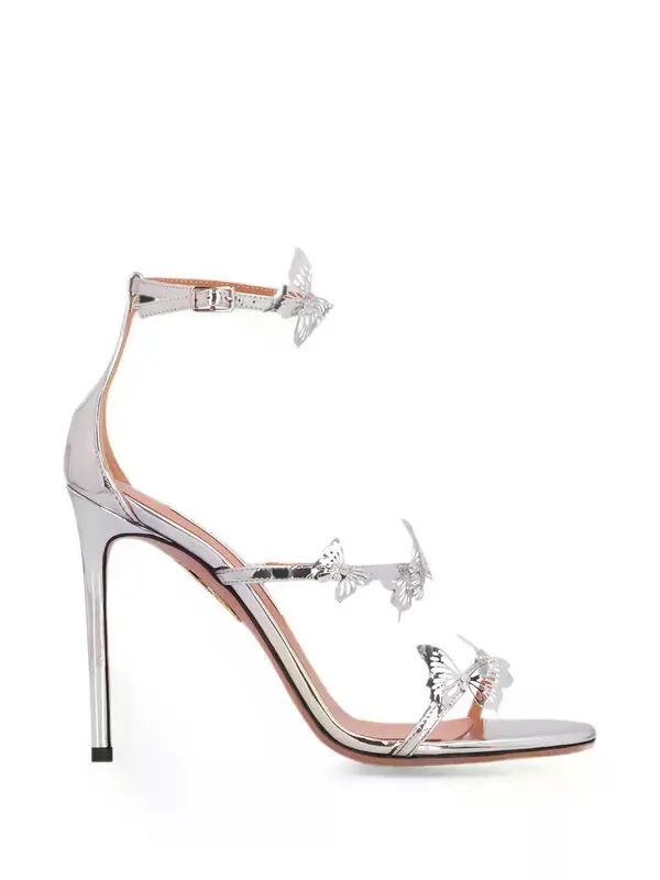 AQUAZZURA Butterfly Embellished Metallic Sandals - Silver