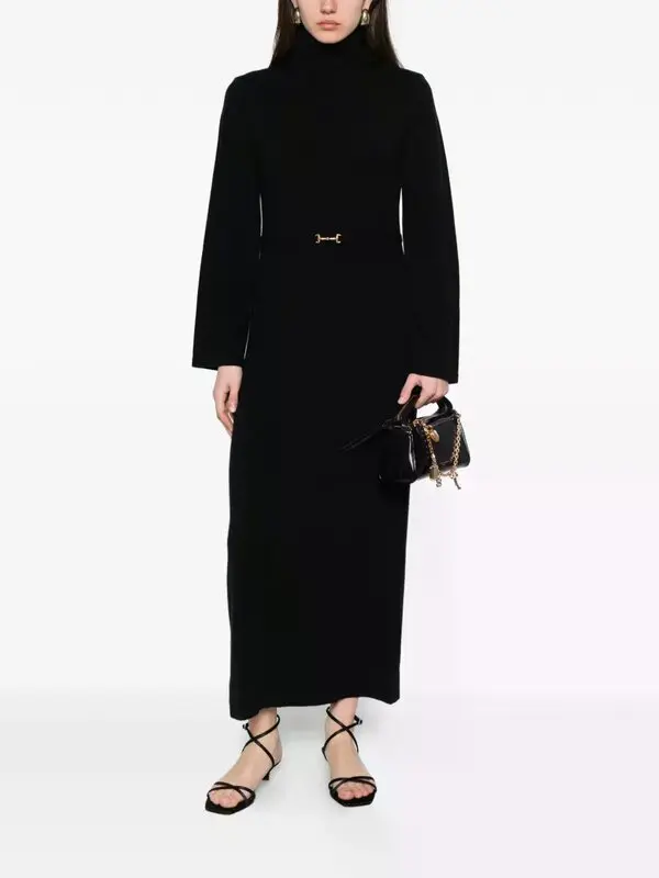 Rixo Ellietta Bit Detail Roll Neck Maxi Dress