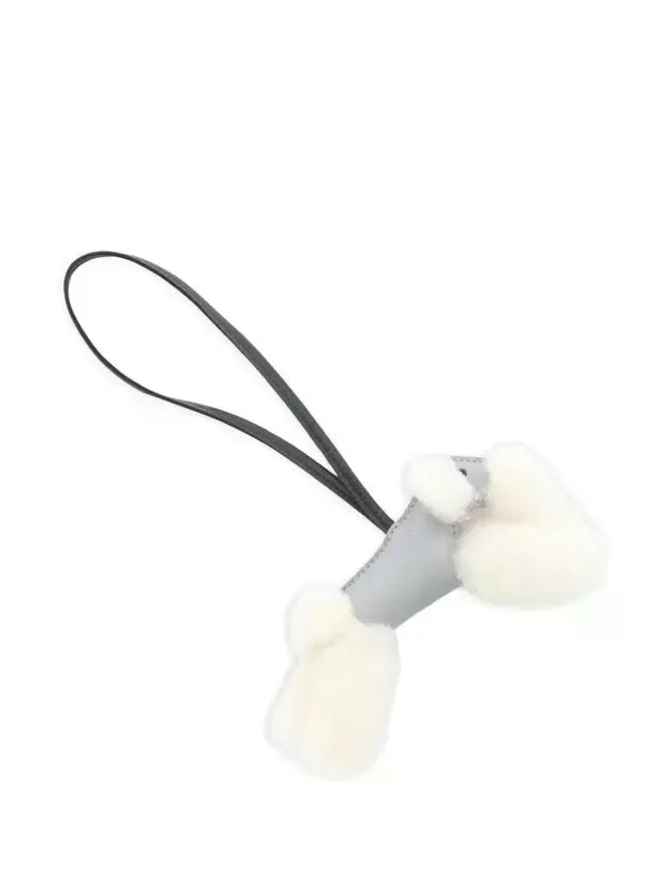 Hermès Lambskin Shearling Trimmed Dog Charm - Grey