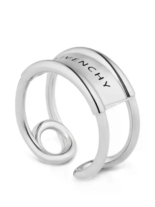 Givenchy Logo-engraved Open-band Ring - Silver