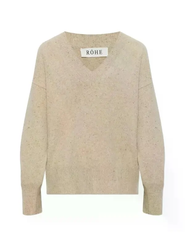 RÓHE V-neck Long-sleeve Sweater With Flecked Effect - Neutrals