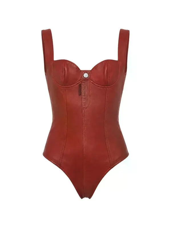 Dsquared2 Leather Logo-button Bodysuit - Red