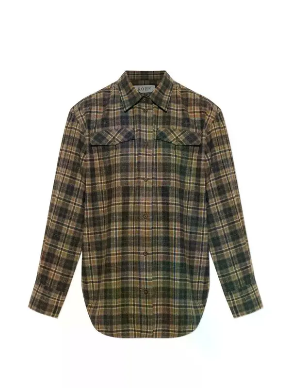RÓHE Check-patterned Pocket Shirt - Brown