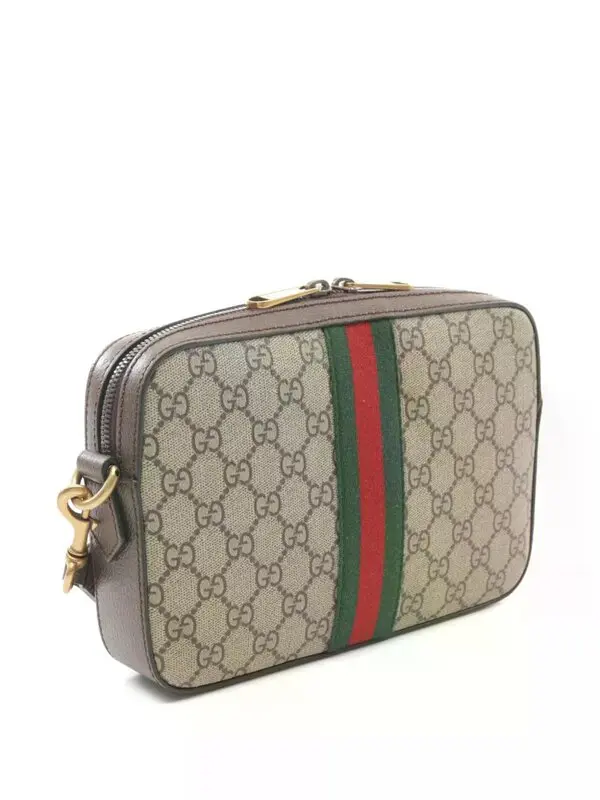 Gucci Monogram Gg Supreme Canvas Shoulder Bag With Web Detail