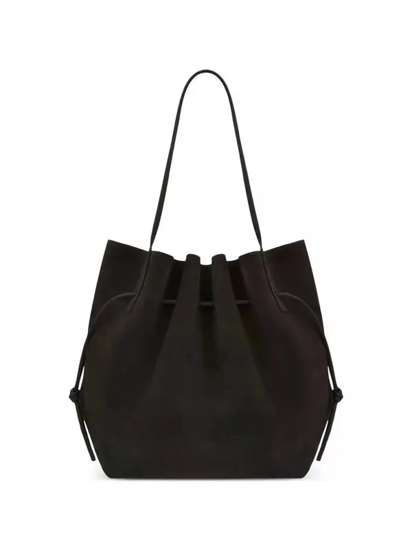 Yuzefi Scallop Draped Suede Shoulder Bag - Brown