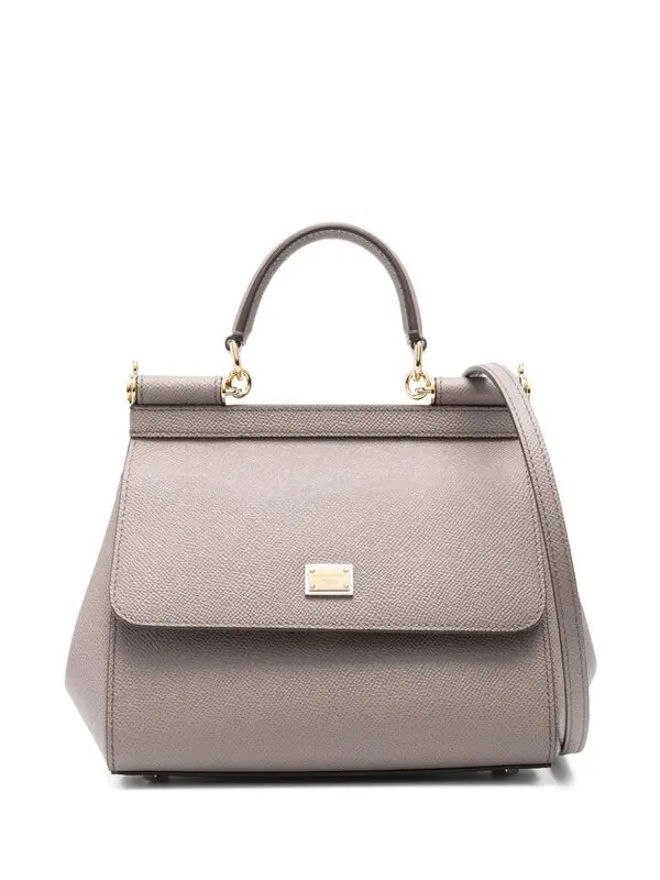 Dolce & Gabbana Sicily Medium Leather Handbag - Grey