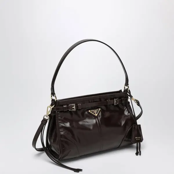 Prada Bonnie Hobo Handbag In Calf Leather - Brown