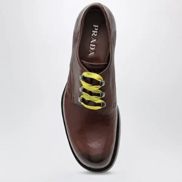 Prada Aged-effect Leather Lace-up Shoes