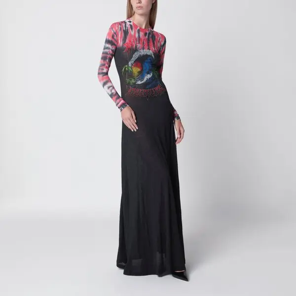 Balenciaga Extreme Tie-dye Jersey Maxi Dress - Black
