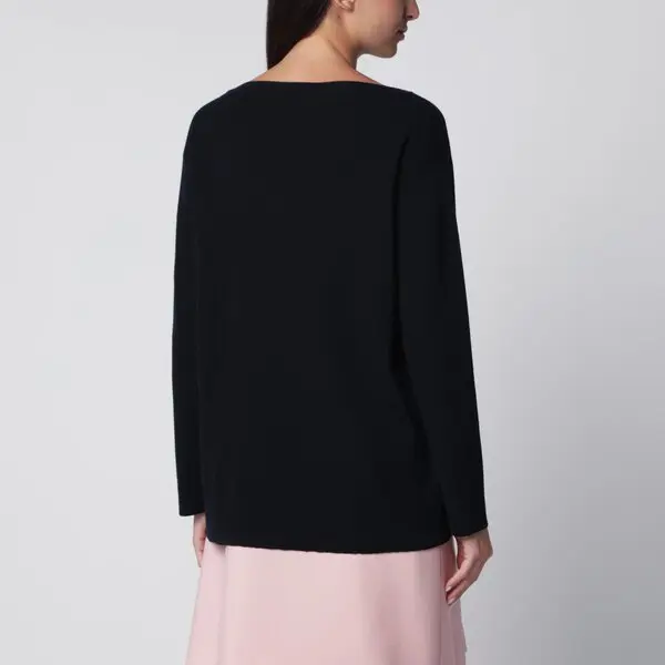 Miu Miu Virgin Wool Sweater With Logo Intarsia
