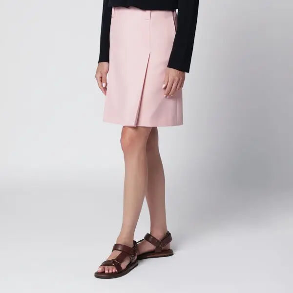 Miu Miu Wool-blend Skirt With Embossed Logo