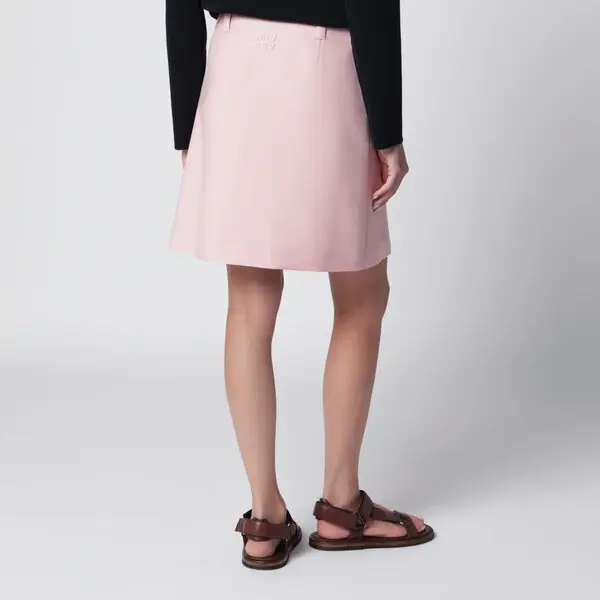 Miu Miu Wool-blend Skirt With Embossed Logo
