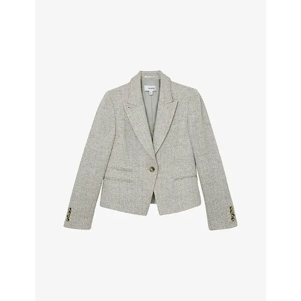 REISS Ezra Cropped Linen-blend Blazer - Neutral