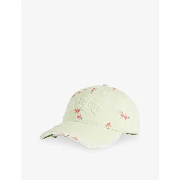 GANNI Printed Washed Canvas Cap - Seedling
