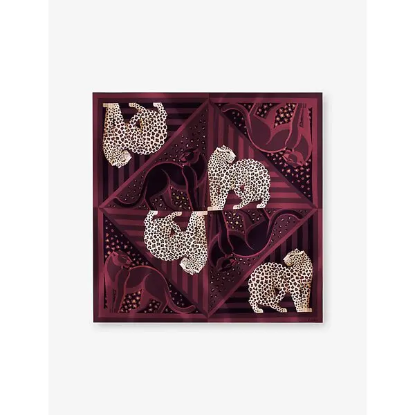 Cartier Panthère Illusion Printed Silk-twill Scarf - Grape