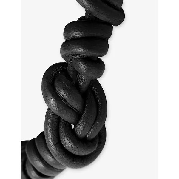 Prada Braided Leather Bracelet With Enamelled Triangle Logo