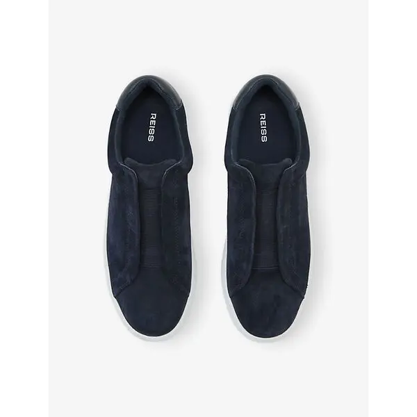 REISS Emil Suede Slip-on Trainers - Dark Navy