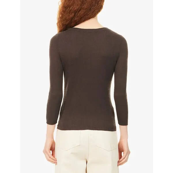 Vince 3/4 Sleeve Boat Neck Cashmere And Silk Blend Jumper