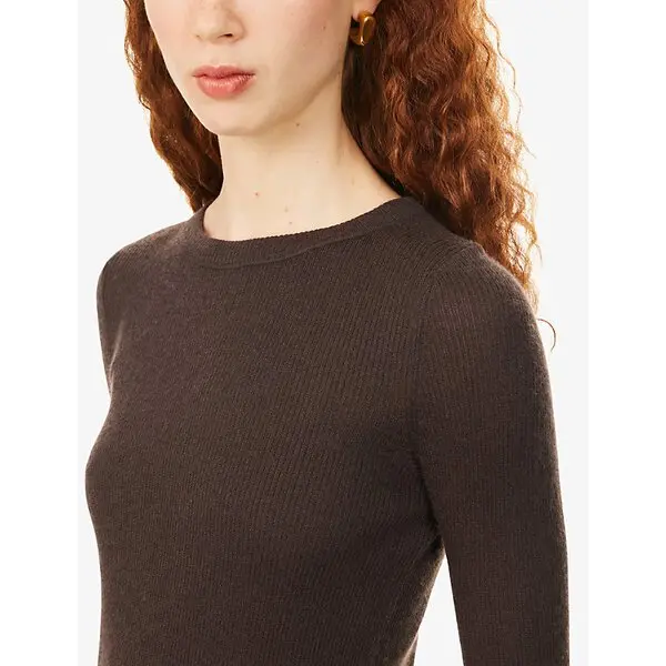 Vince 3/4 Sleeve Boat Neck Cashmere And Silk Blend Jumper