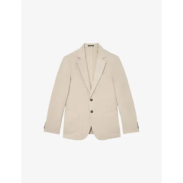 REISS Jason Single-breasted Stretch Cotton-blend Blazer - Stone