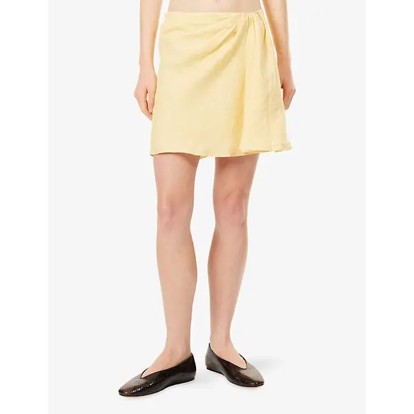 SAMSOE SAMSOE Saiben Draped Linen Mini Skirt