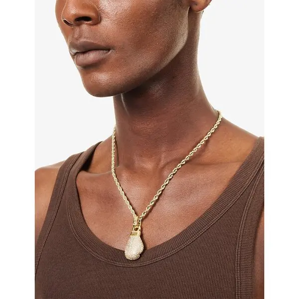 GLD 18ct -plated Iced Boxing Glove Pendant
